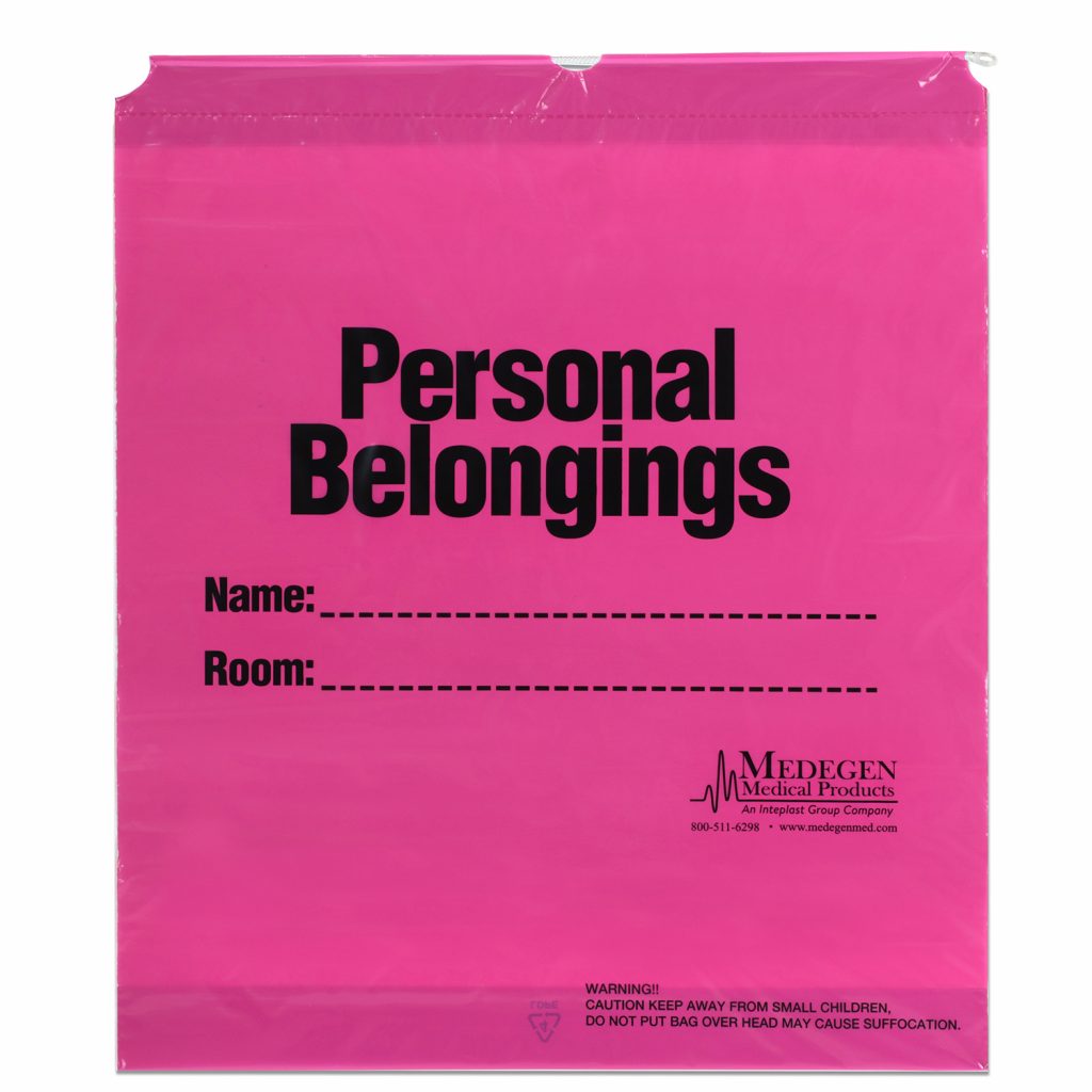 Patient Belongings Bags – LLDPE Film, Flat Pack, Drawstring | Medegen